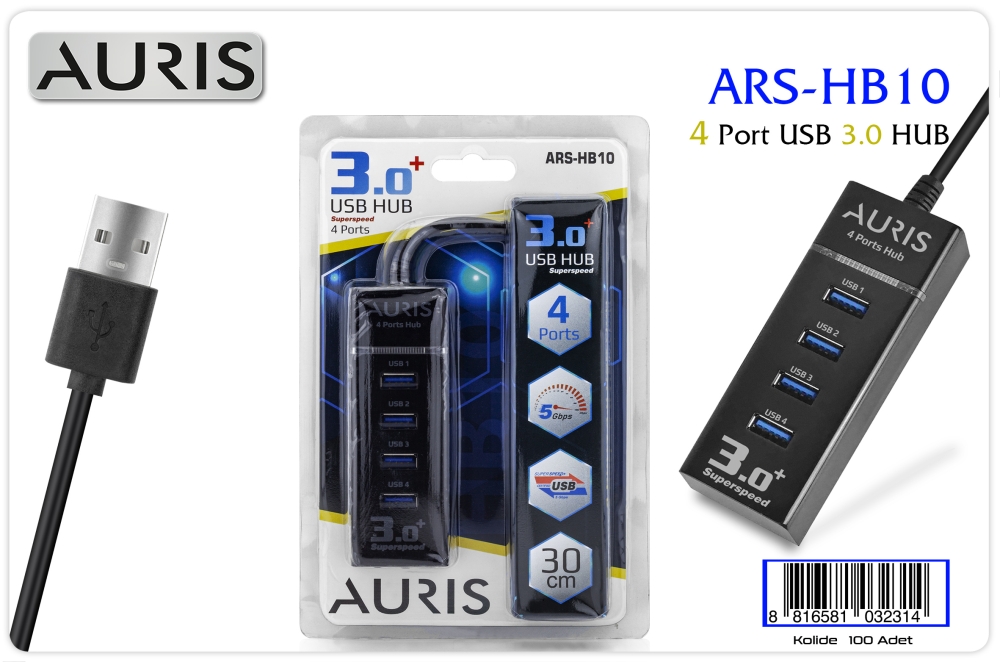 Auris HB10 USB 3.0 - 4 Port Hub - Bayilere Özel Fiyatlar